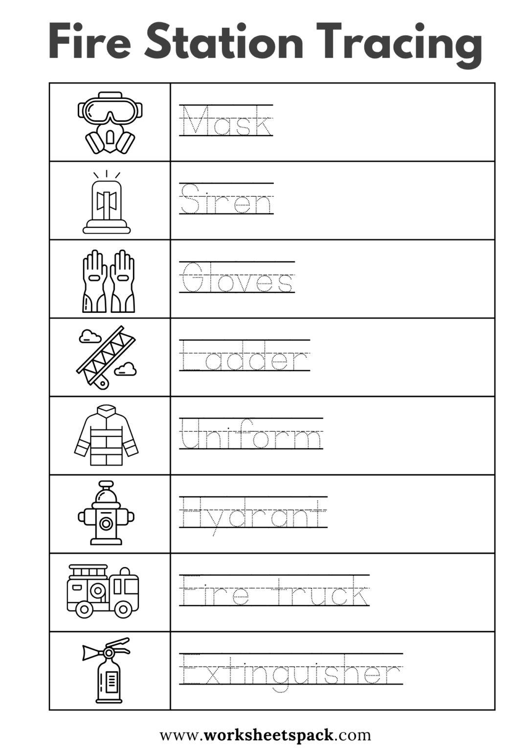 Fire Station Picture Worksheets - worksheetspack