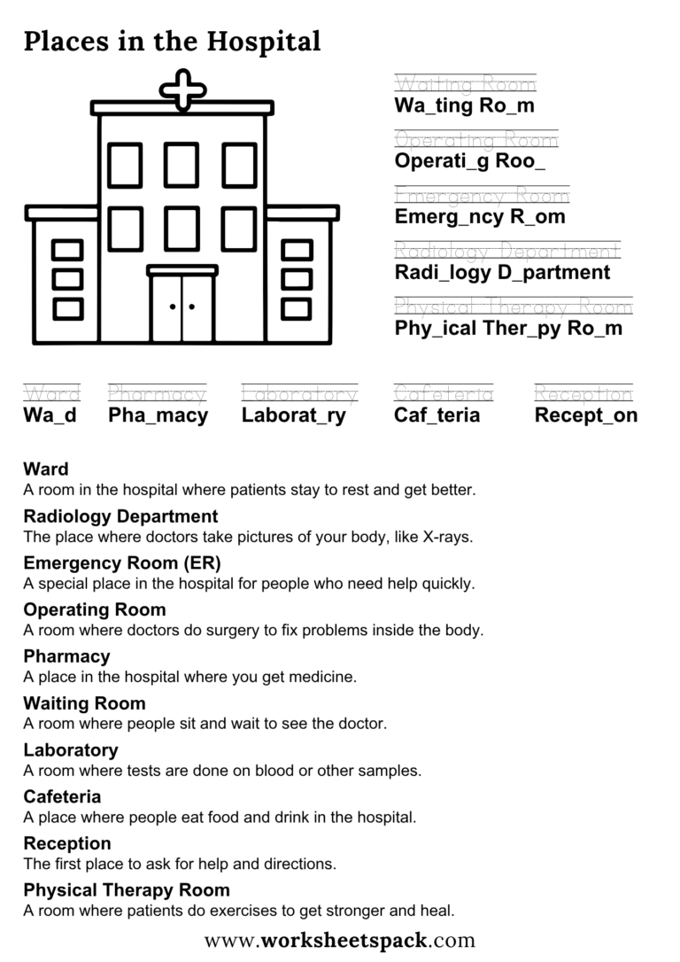 Hospital English Vocabulary Worksheets - worksheetspack