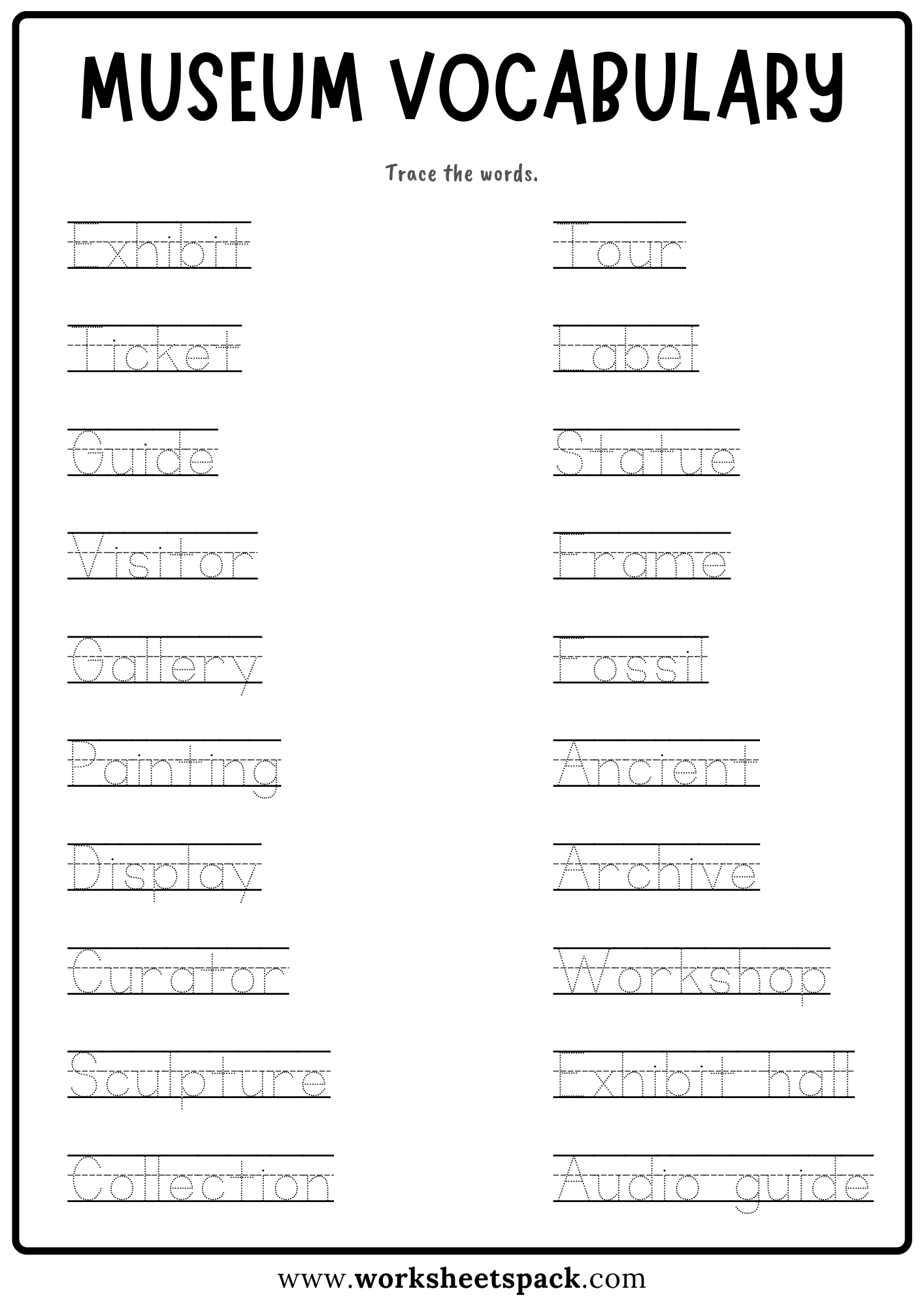 Museum Worksheets for Kids - worksheetspack